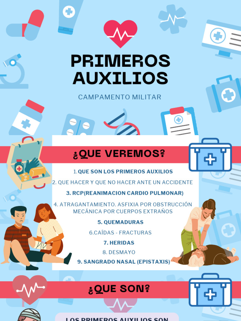 Presentación PRIMEROS AUXILIOS | PDF | Reanimación cardiopulmonar | Enfermedades y trastornos
