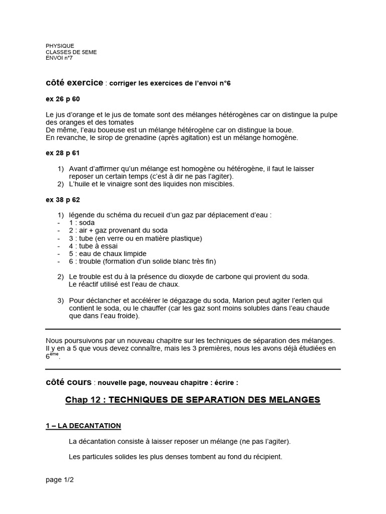 Methode de Separation - No7 | PDF | Filtration | Chimie