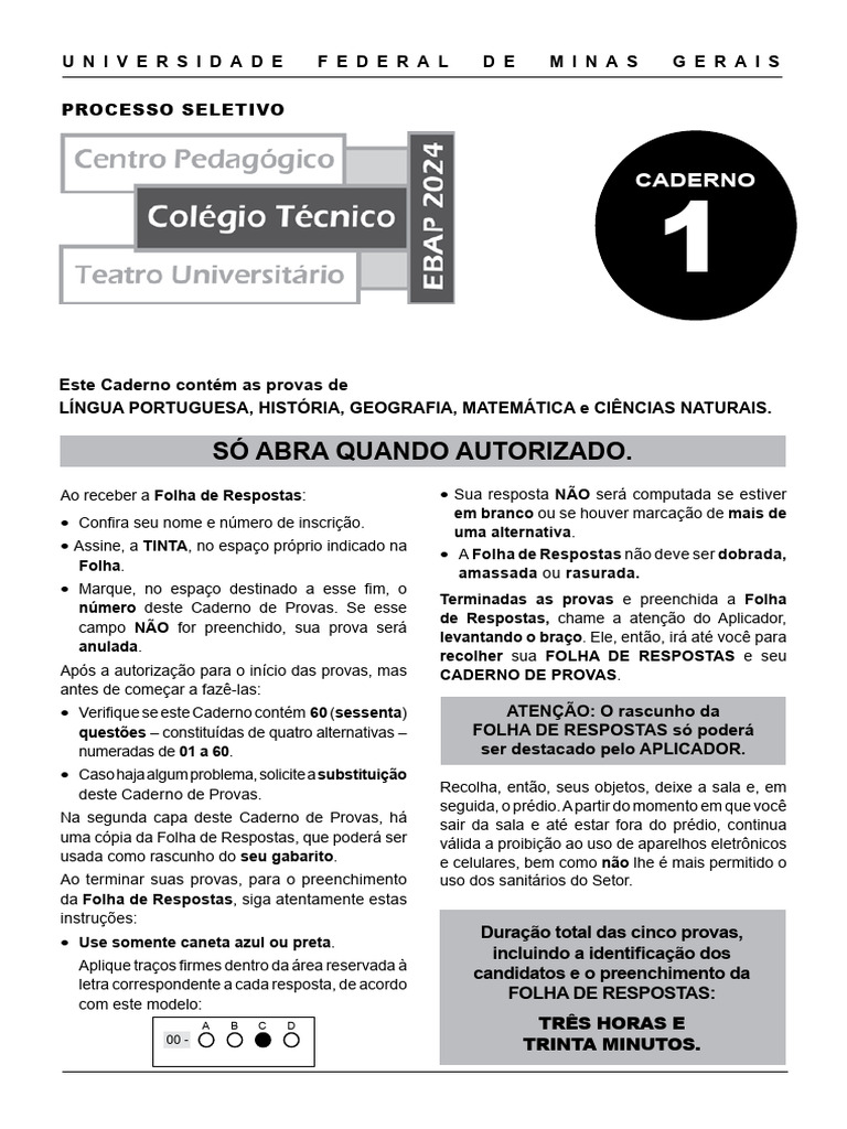 COLTEC 2024-Caderno 1 | PDF | União Soviética | Política mundial