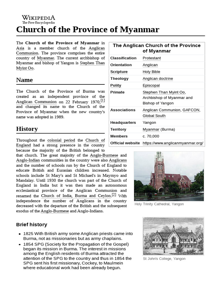 Anglican Church History in Myanmar | PDF | Anglicanism | Religious ...