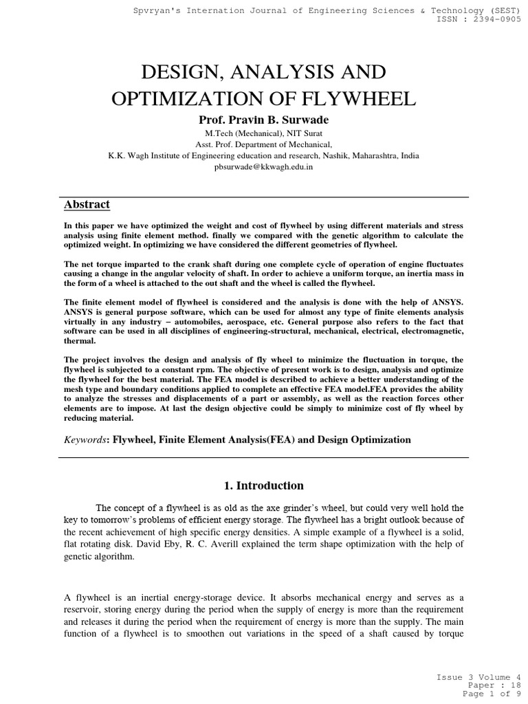 Flywheel Design | PDF | Finite Element Method | Energy Storage