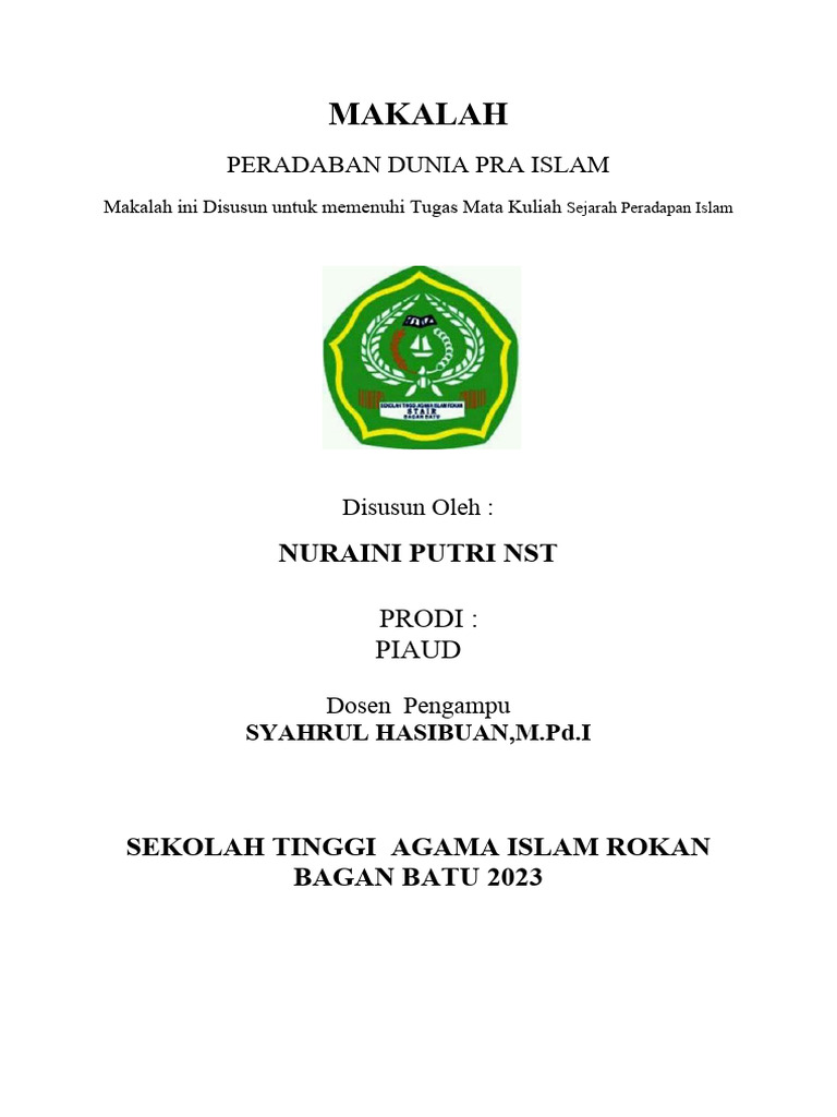 Makalah Peradan Dunia Pra Islam | PDF