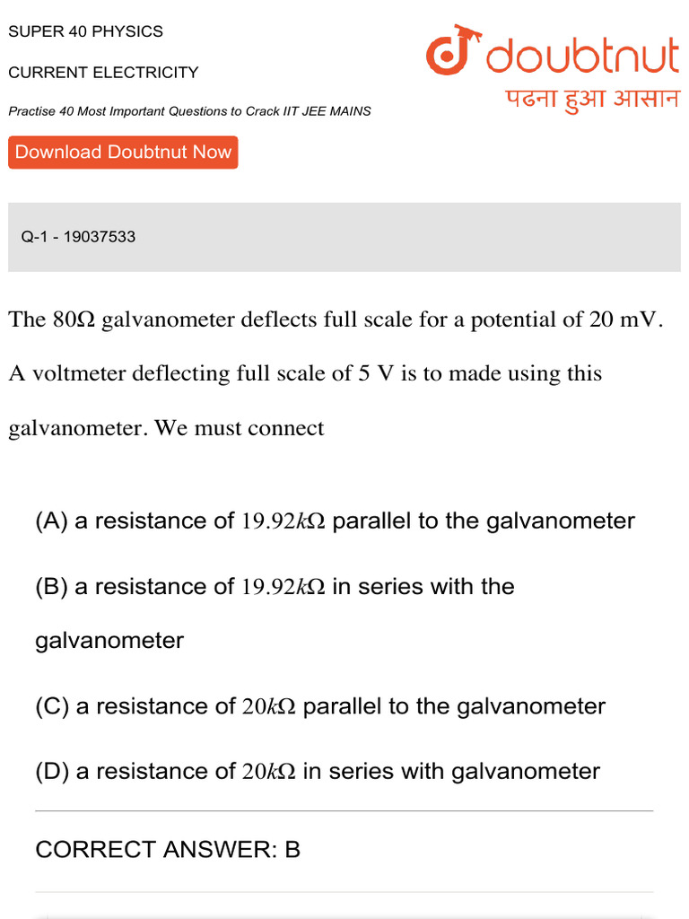 Super 40 Physics Current Electricity 1 | PDF | Voltage | Electrical Resistivity And Conductivity
