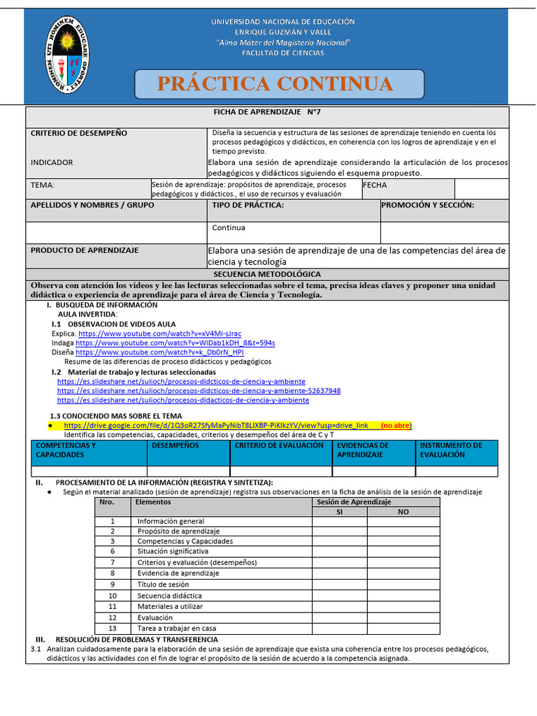 Ficha de Aprendizaje #7 Ok | PDF | Aprendizaje | Evaluación