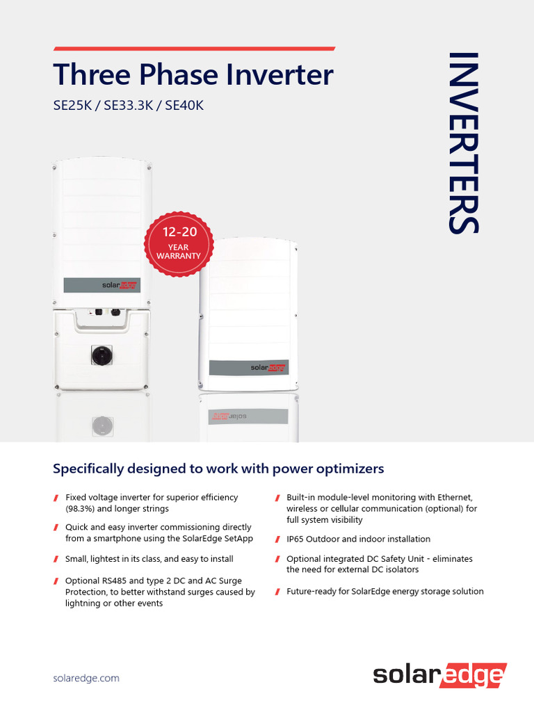SE25K,+SE33 3K,+SE40K+Three+Phase+Inverter | Download Free PDF | Power Inverter | Alternating ...