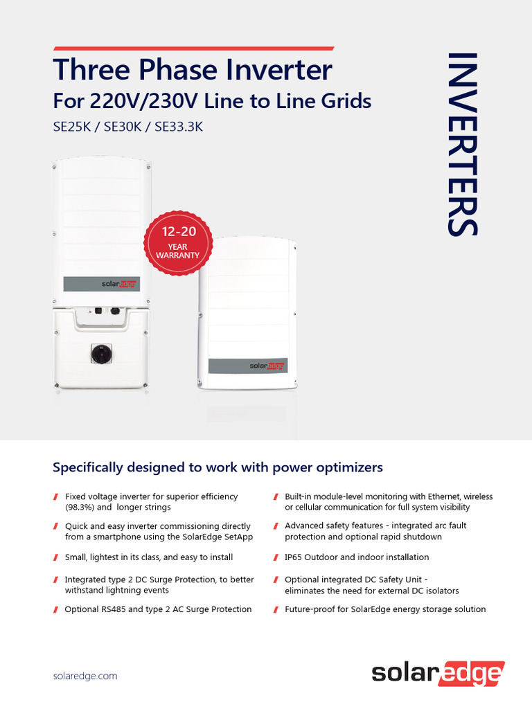 Solar Inverter - SE33.3k Delta Data Sheet | PDF | Power Inverter | Alternating Current