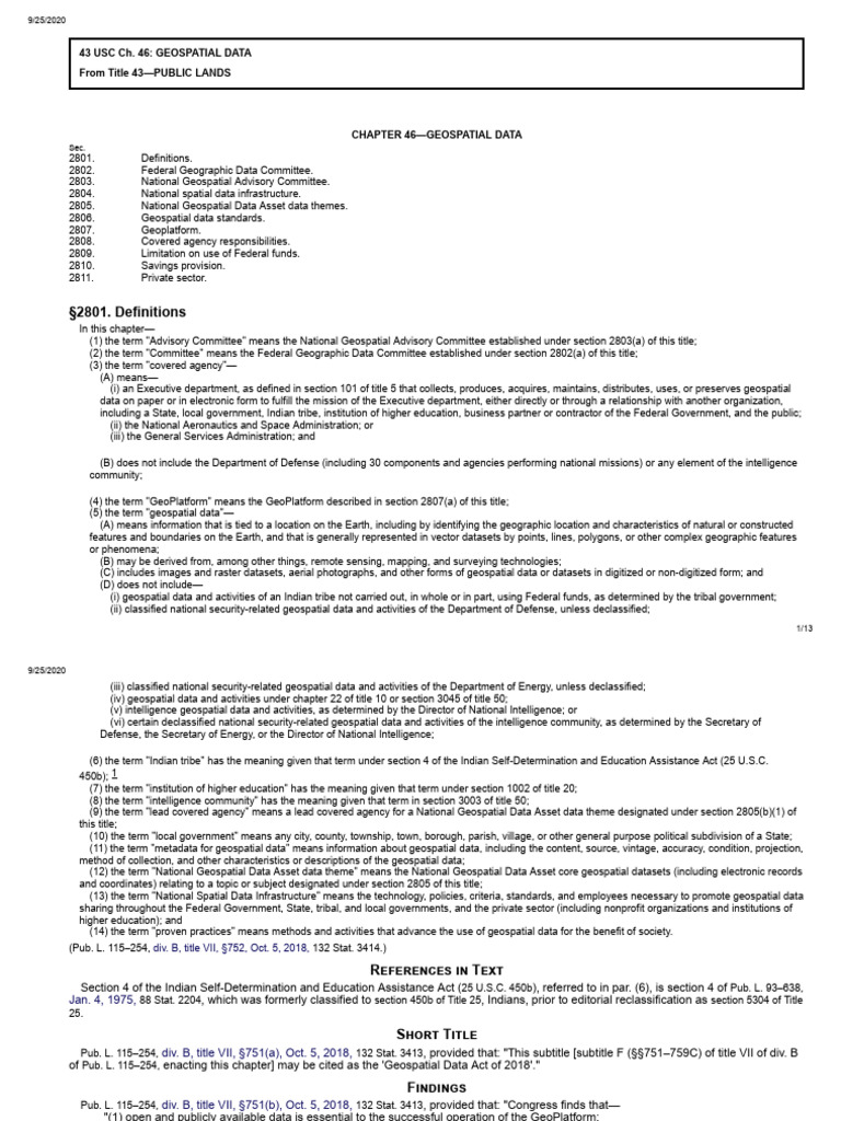43 Usc CH 46 Geospatial Data Geospatial Data Act | PDF | Geographic ...