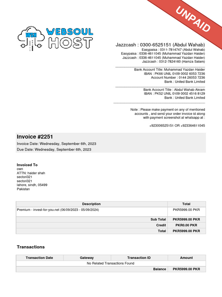 Invoice 2251 | PDF | Banking Technology | Payments