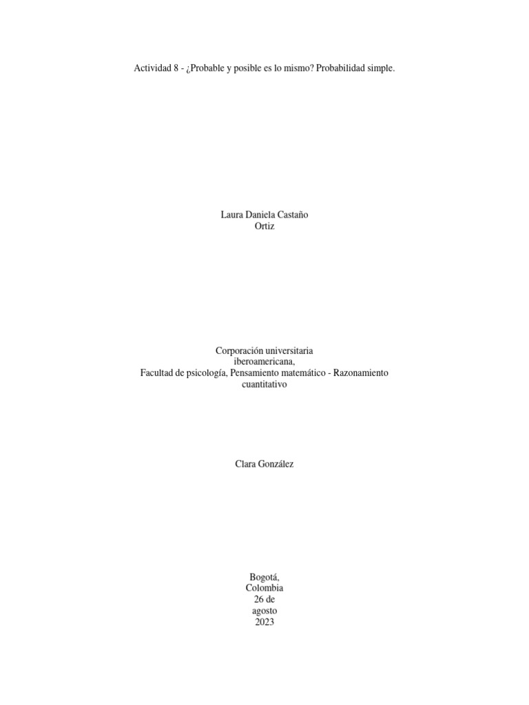 Actividad 8, Probable y Posible Es Lo Mismo | PDF | Aleatoriedad ...