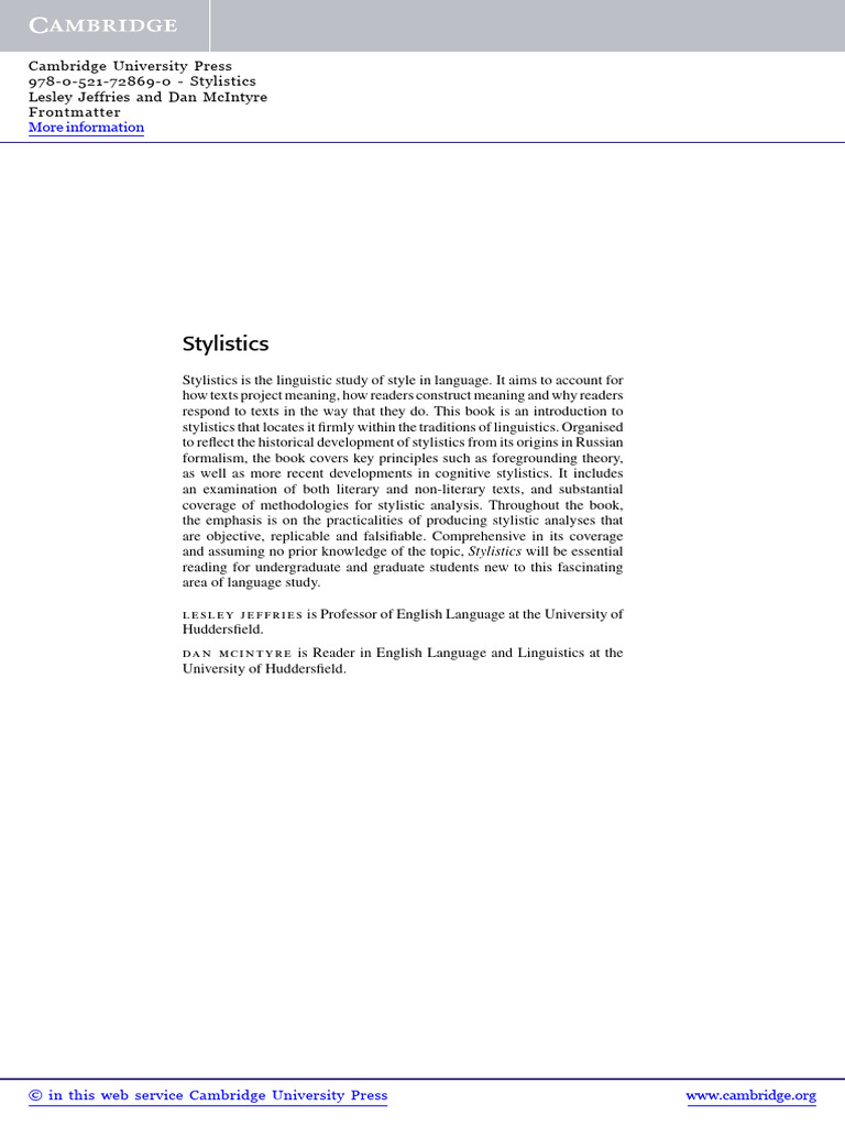 Stylistics Handbook | PDF | Linguistics | Rhetoric