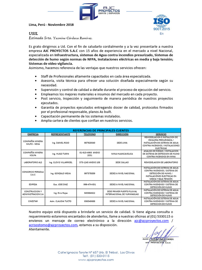 Carta Presentacion Ajc - Usil | PDF