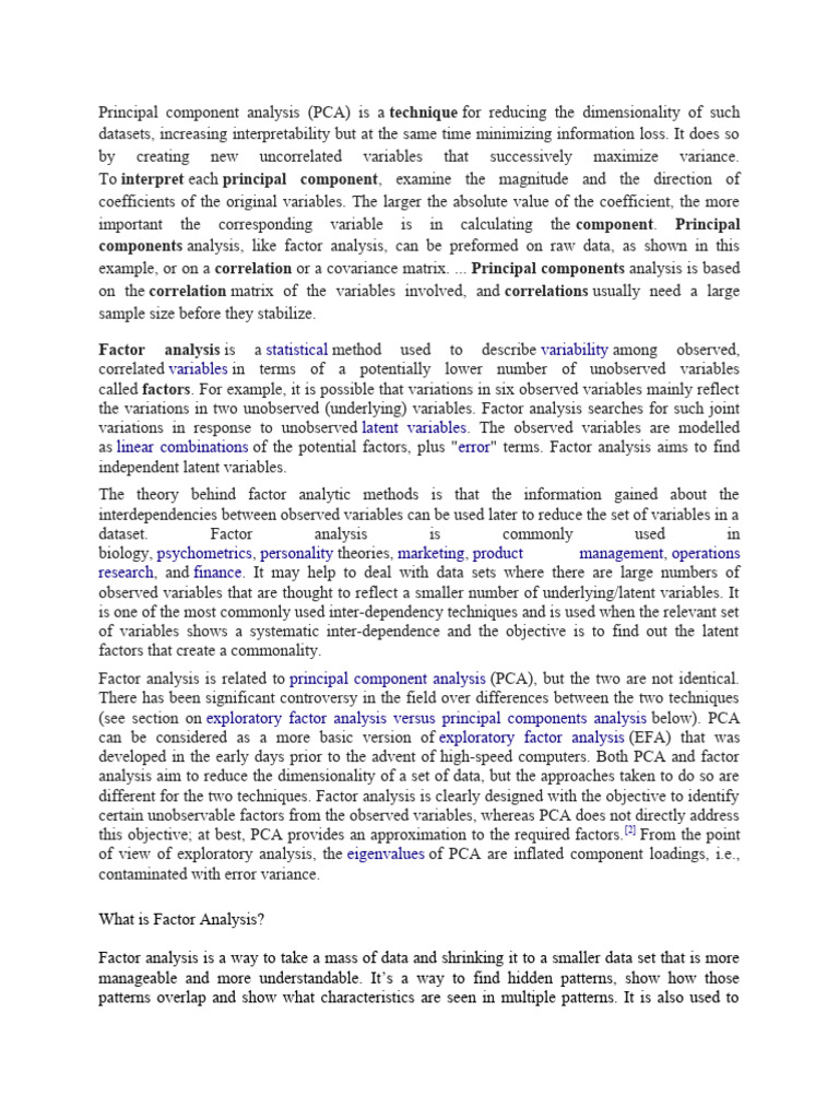 Principal Component Analysis | PDF | Factor Analysis | Principal Component Analysis