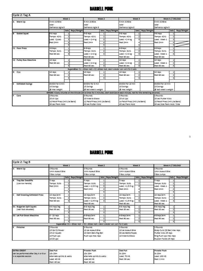 David Plan Barbell Punk Cycle 2 New | PDF | Physical Fitness | Physical ...