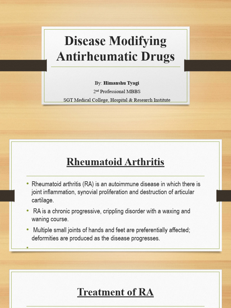 Disease Modifying Antirheumatic Drugs | PDF | Arthritis | Rheumatoid ...