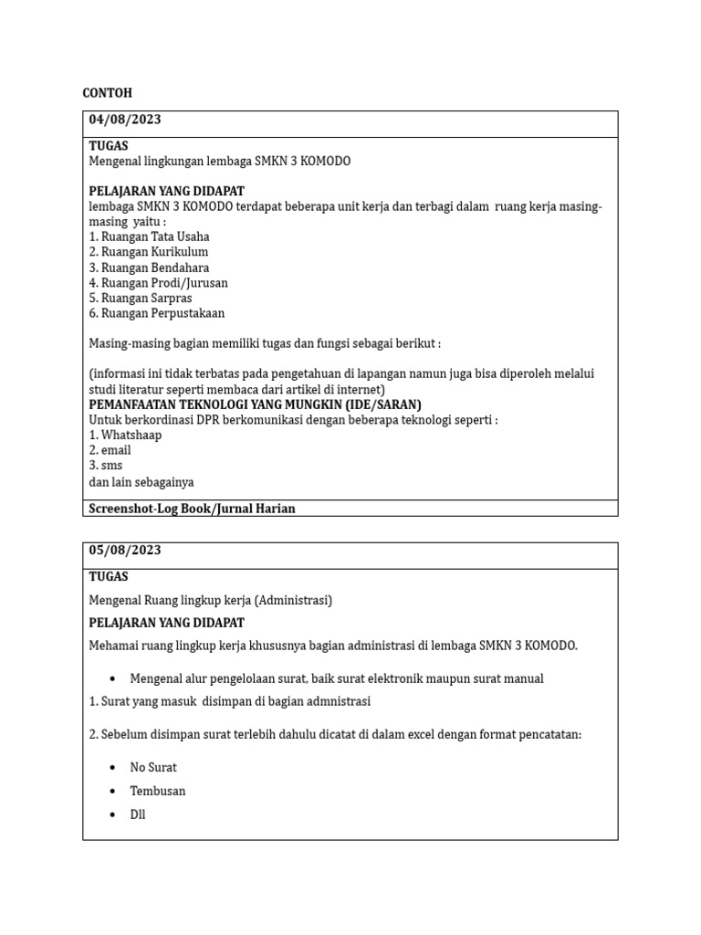 Contoh Daily Report | PDF | Karier & Perkembangan | Komputer