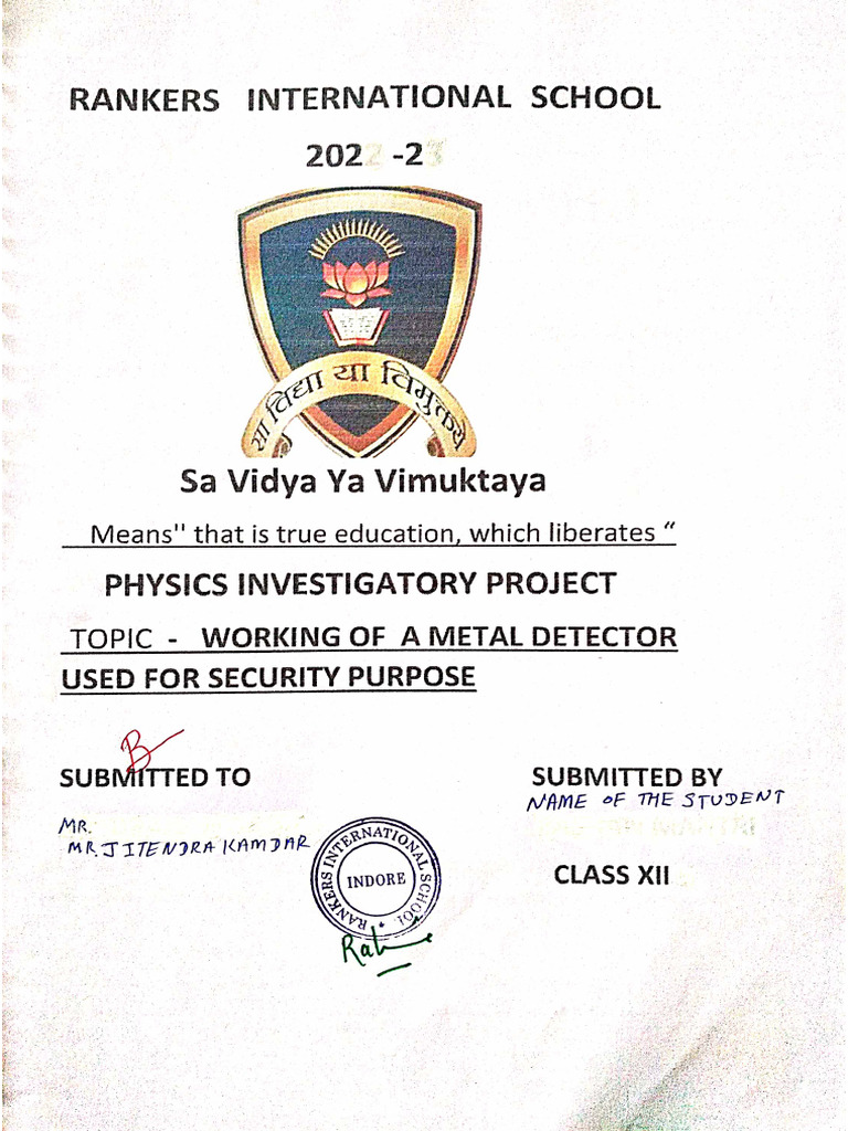 12 Physics Sample Investigatory Project File | PDF