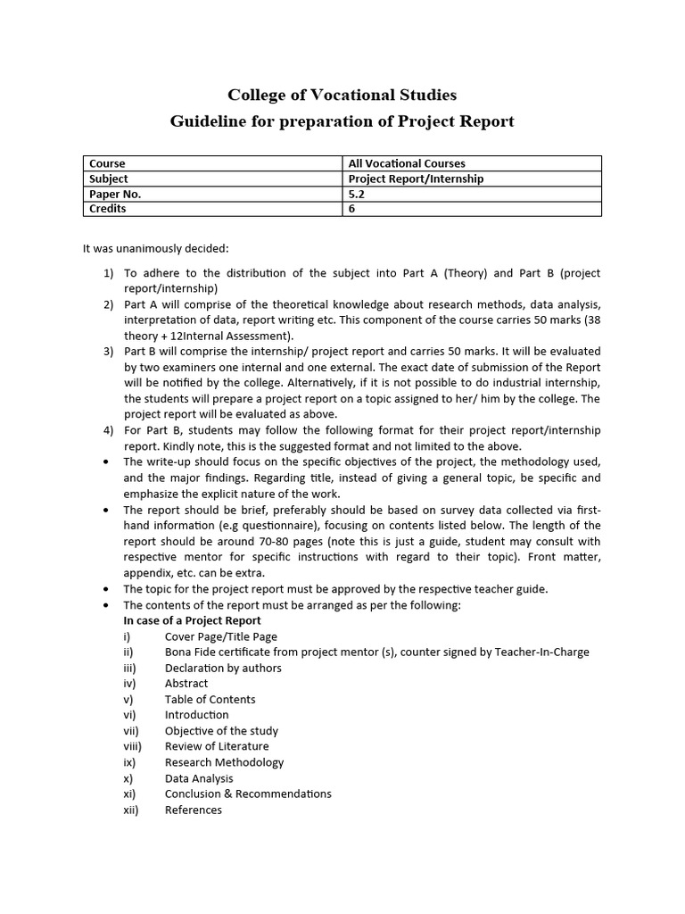 Guideline For Project Report | PDF | Science | Learning