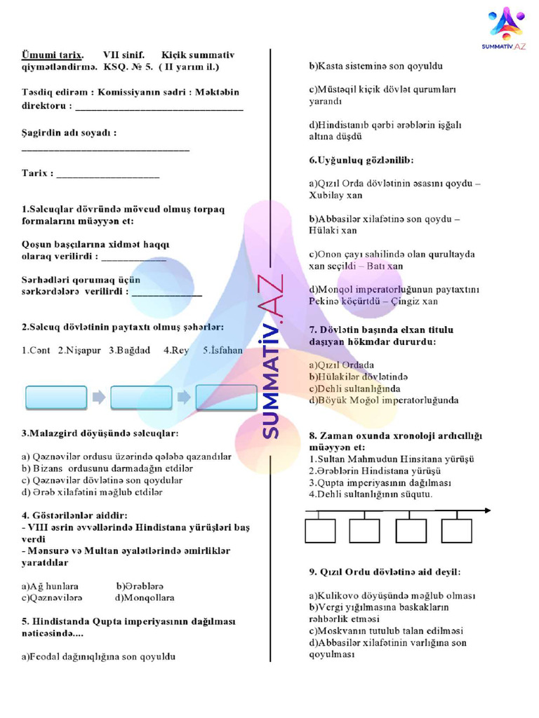 7 S Ümumi Tarix KSQ 5 | PDF