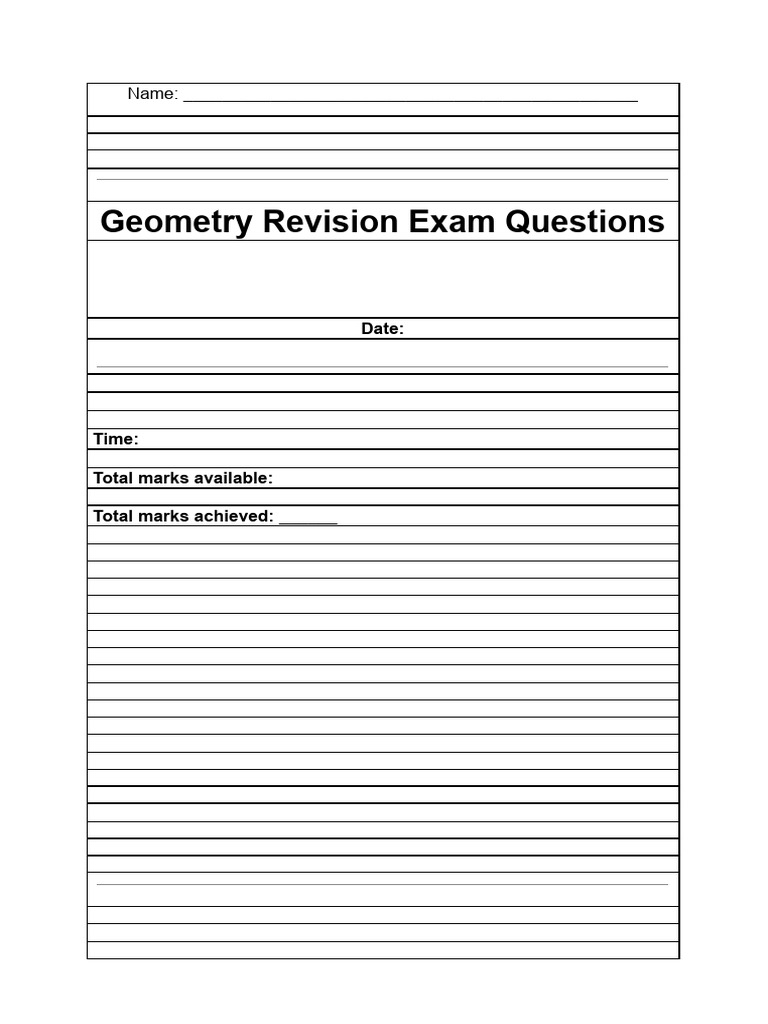 Geometry Revision Exam Questions | Download Free PDF | Area | Rectangle