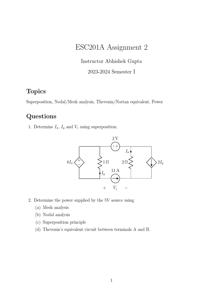 ESC201 Assignment 2 | PDF | Materials Science | Analog Circuits