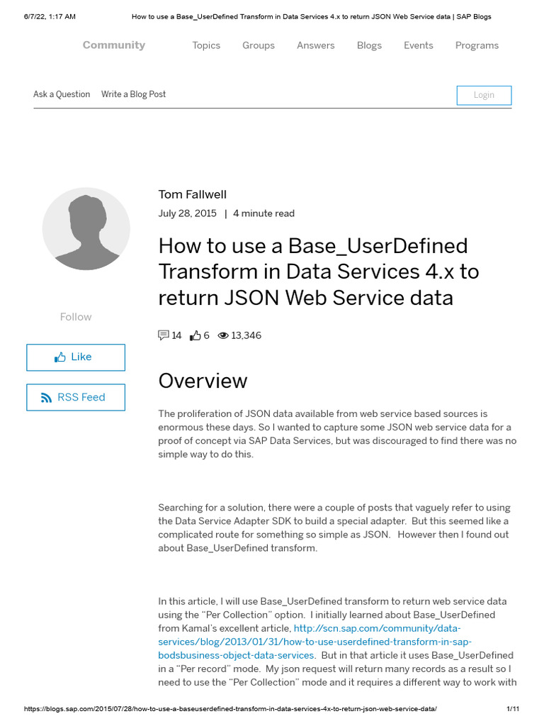 How To Use A Base - UserDefined Transform - Per Collection | PDF | Web Service | Json