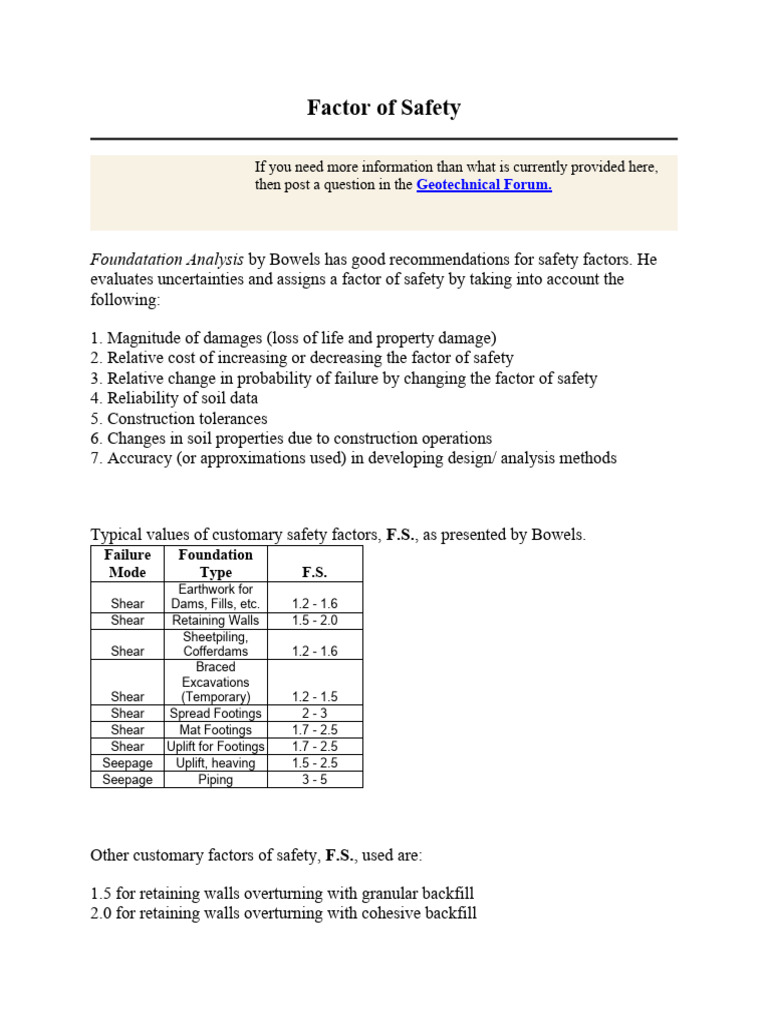 Factor of Safety | PDF