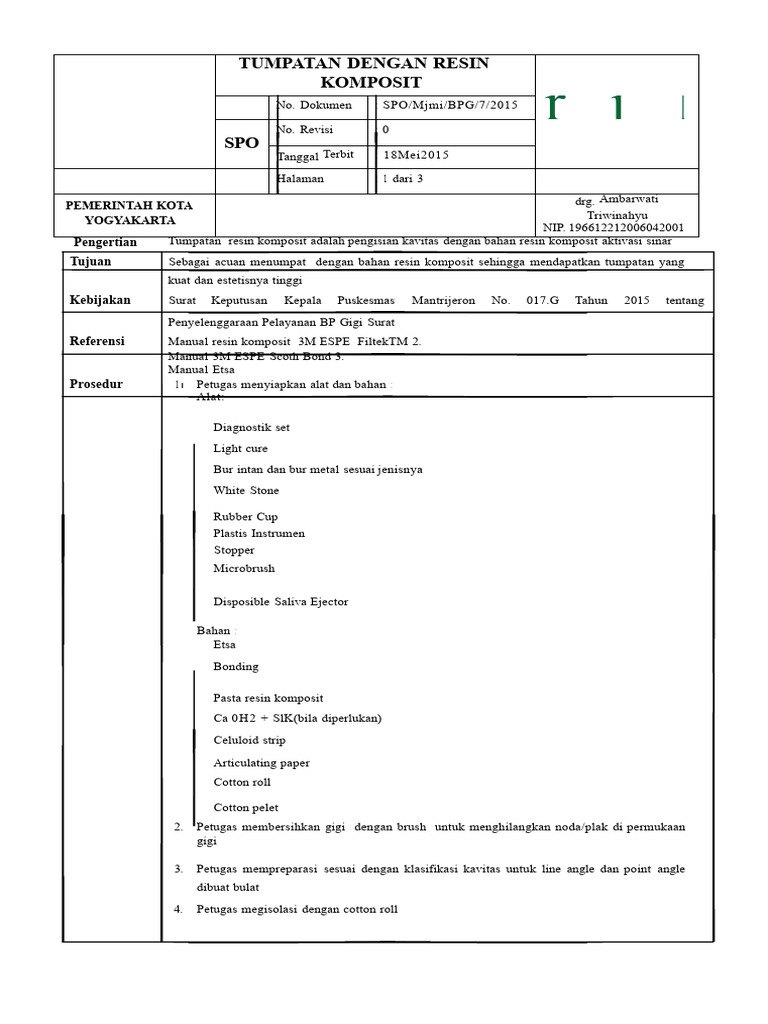 Tumpatan Dengan Resin Komposit Ok | PDF