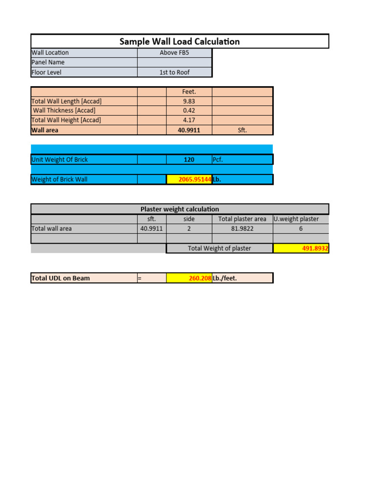 Brick Wall Load Calculation FB5 Solid Wall | PDF