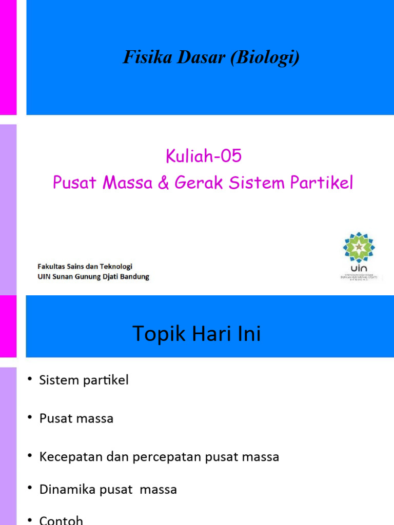 Kuliah-05 Pusat Massa & Gerak Sistem Partikel | PDF