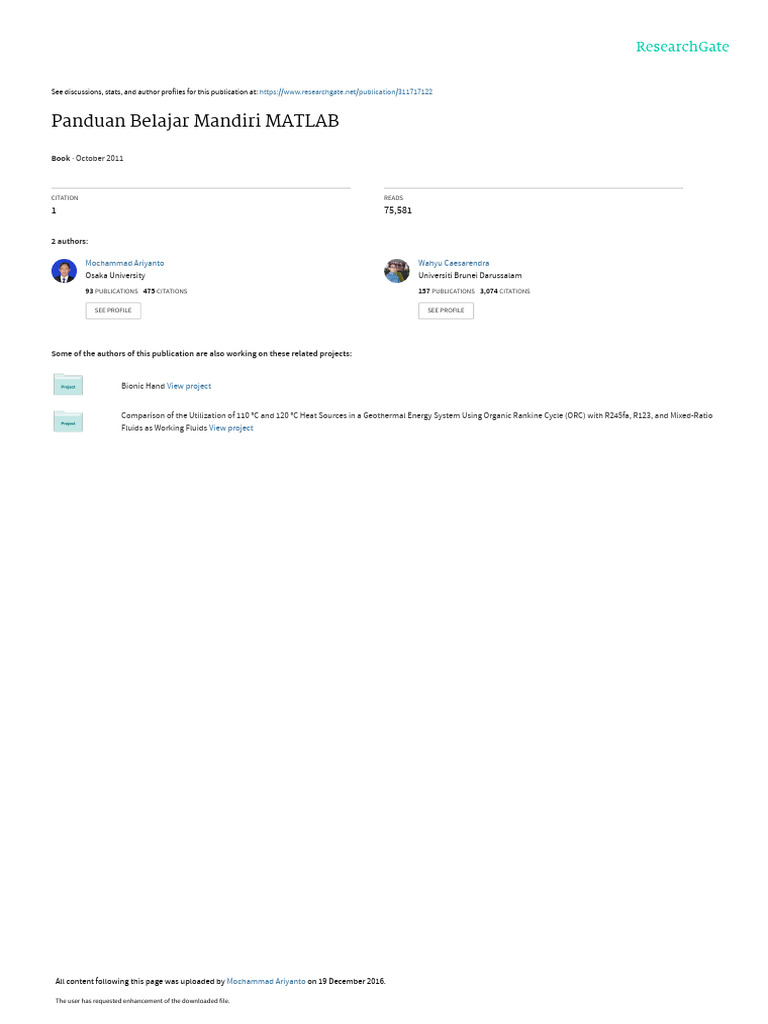 Panduan Belajar Mandiri MATLAB | PDF