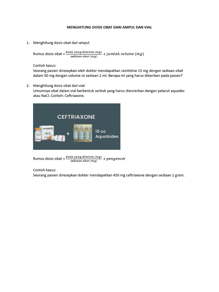 Menyiapkan Dan Menghitung Dosis Obat Dari Ampul Dan Vial | PDF