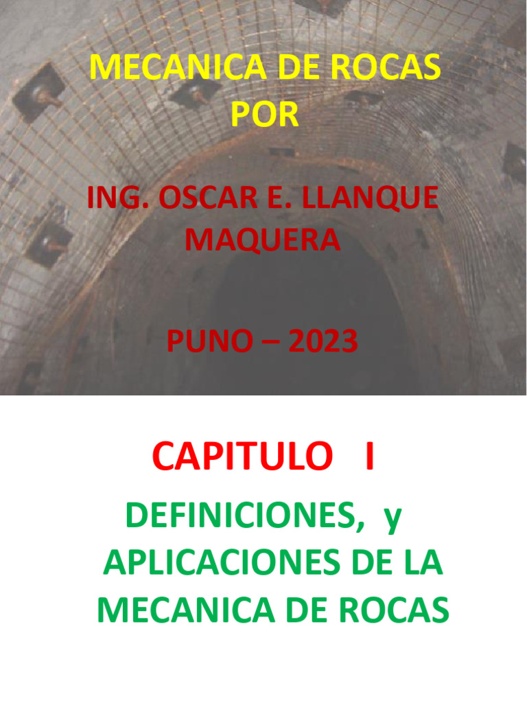 Mecanica de Rocas POR: Ing. Oscar E. Llanque Maquera PUNO - 2023 | PDF ...