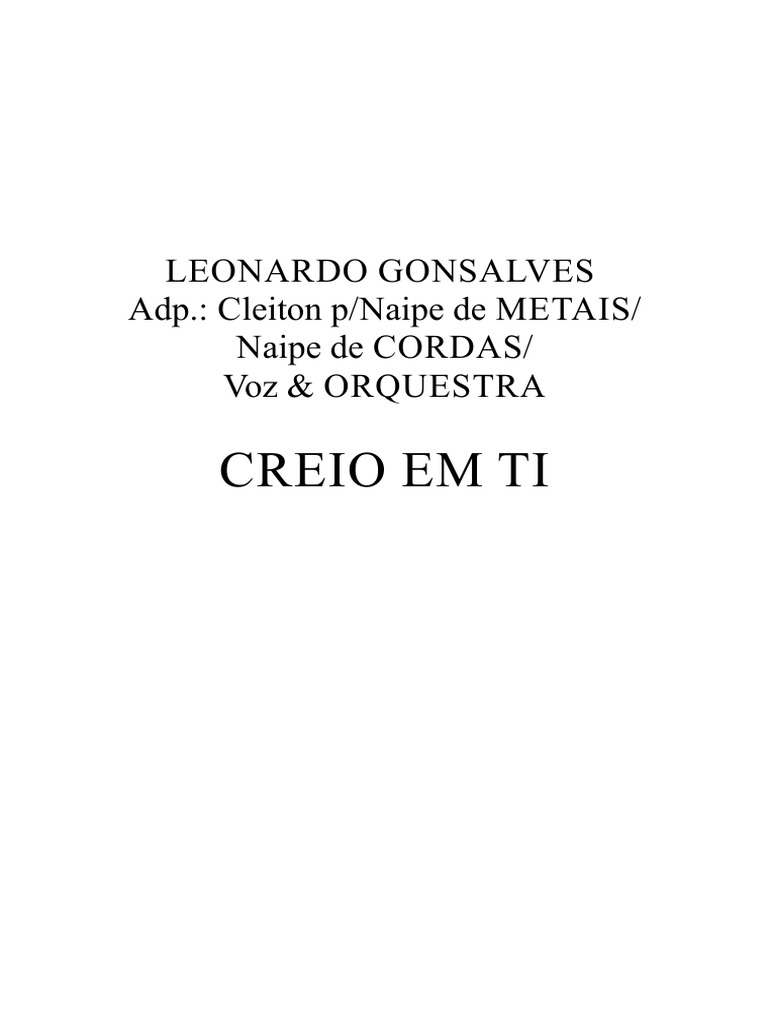 CREIO EM TI - Partitura Completa | PDF