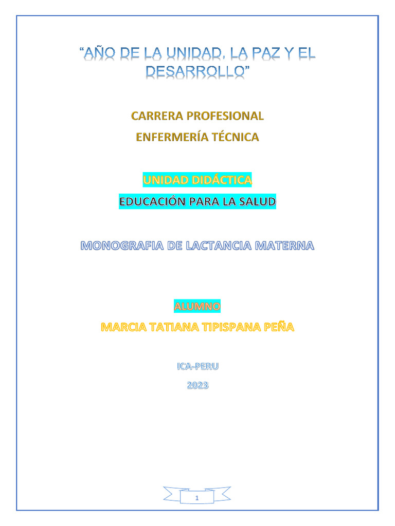 Monografia Lactancia Materna | PDF | Pecho | La leche materna