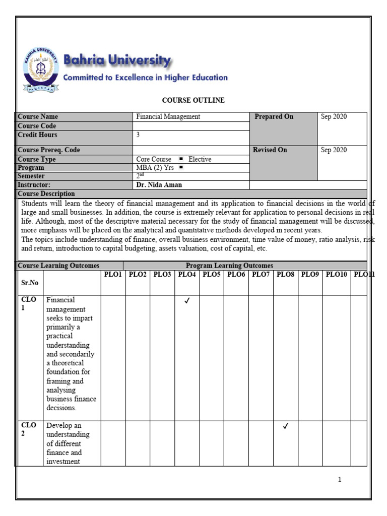 FM MBA OUTLINE 05032023 094657pm | PDF | Financial Ratio | Economies
