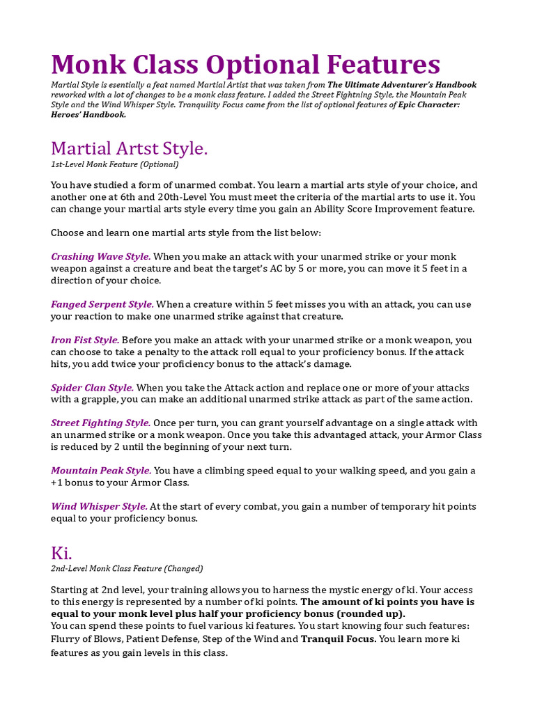 Optional Class Features | PDF | Gary Gygax Games | D20 System