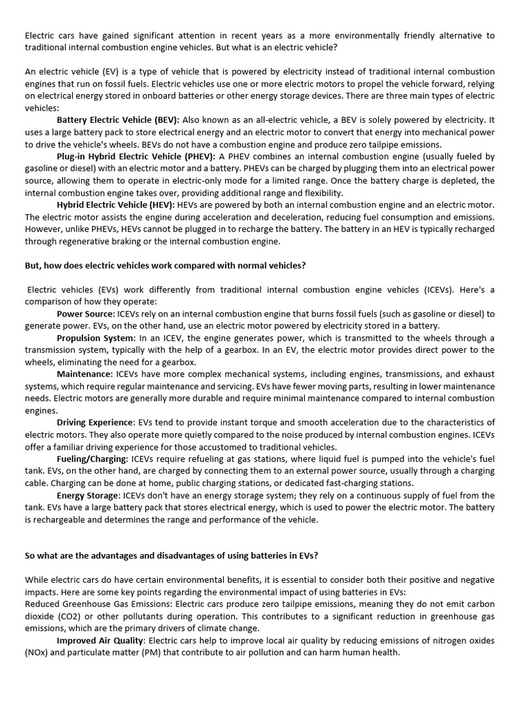 Electric Cars | PDF | Electric Vehicle | Plug In Hybrid