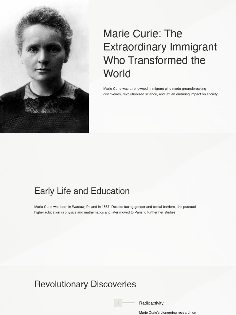 4marie Curie The Extraordinary Immigrant Who Transformed The World ...