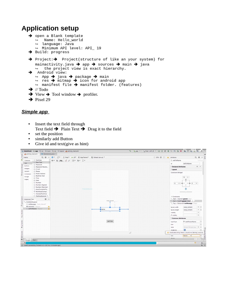 Introduction To Android Development - Part1 | PDF | Java (Programming Language) | Application ...