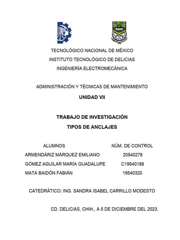 Inv Tipos de Anclaje | PDF | Sector secundario de la economía | Ingeniero civil