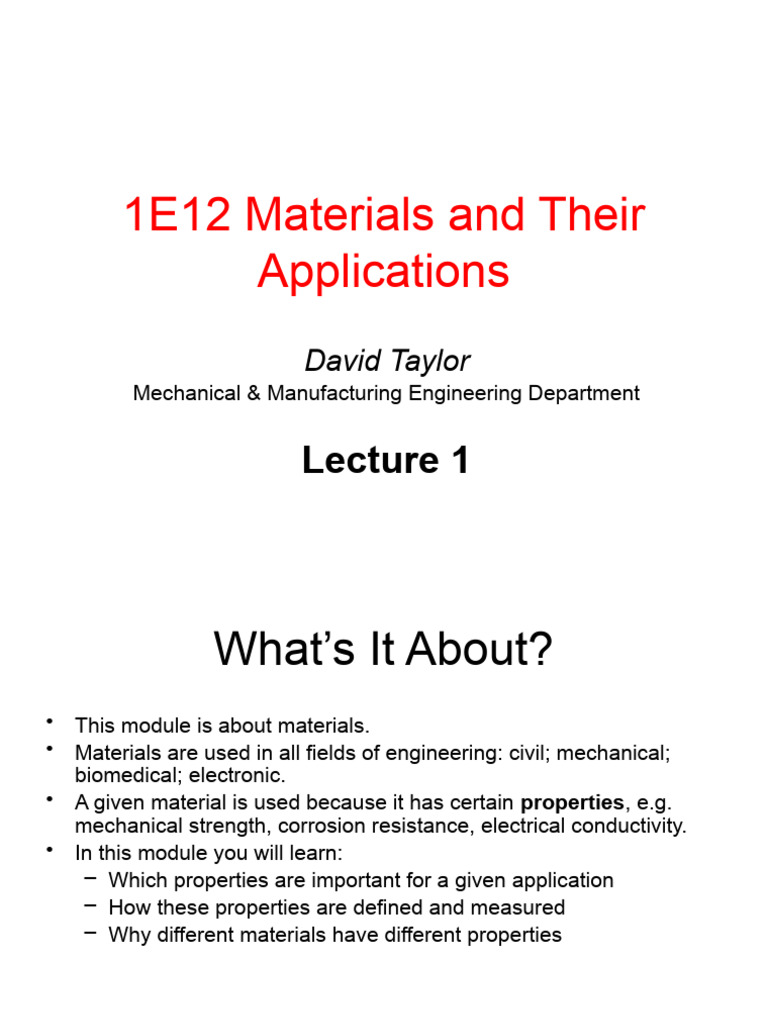 Taylor Lecture 1 | PDF | Deformation (Engineering) | Elasticity (Physics)