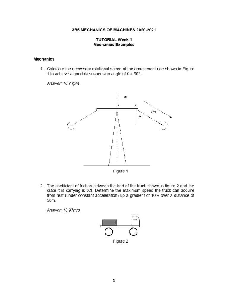 Mechanics of Machines Tutorial Week 1 | PDF | Teaching Methods ...