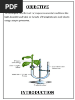 Investigating The Rate of Transpiration Using A Potometer | PDF