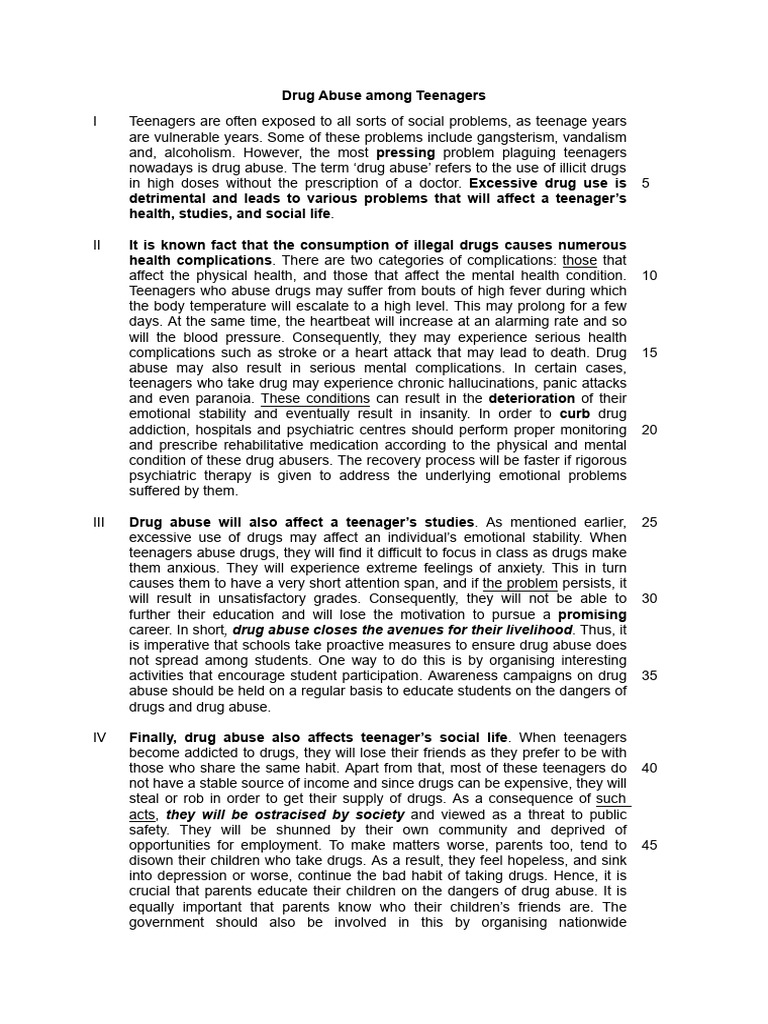 Drug Abuse Among Teenagers Answer | PDF | Substance Abuse | Adolescence