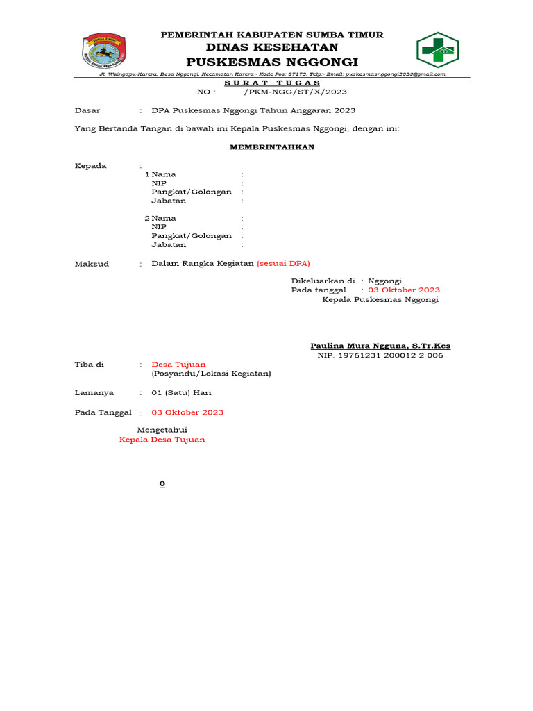 Contoh ST Dan Laporan Kegiatan | PDF