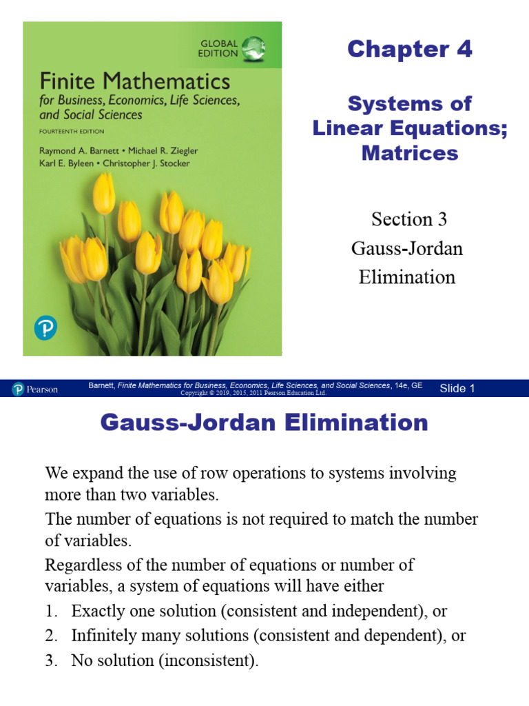 Systems of Linear Equations Matrices: Section 3 Gauss-Jordan Elimination | PDF | Matrix ...