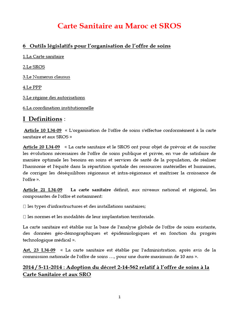 Carte Sanitaire et SROS au Maroc | PDF | Hôpital | Santé publique