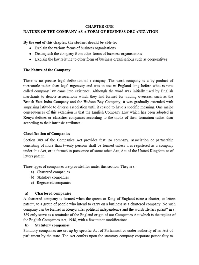 Company Law Notes | PDF | Partnership | Guarantee