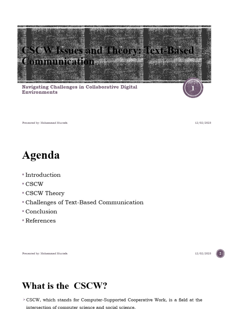 CSCW Issues and Theory - 030513 | PDF | Communication | Computing