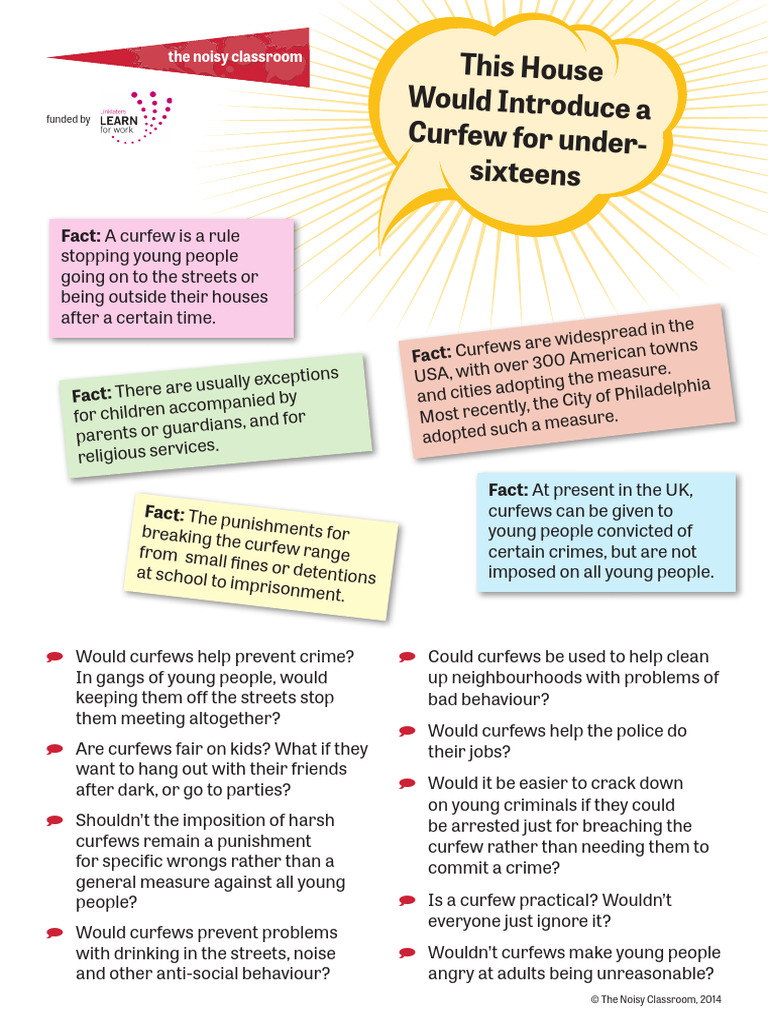 Curfews Topic Stimulus Sheet | PDF | Deviance (Sociology) | Criminology